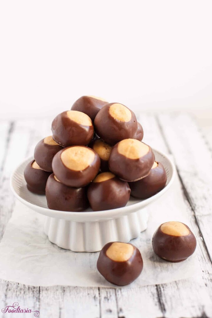 Buckeyes - Chocolate Dipped Peanut Butter Balls | Foodtasia