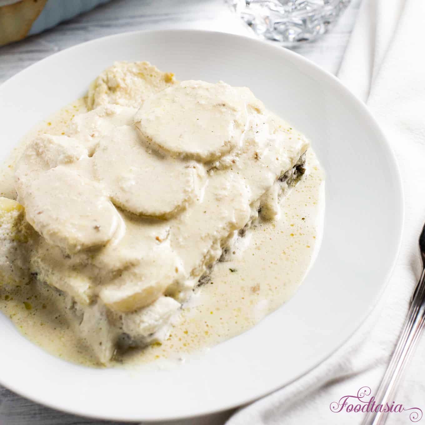 Middle Eastern Kufta Baked with Potatoes and Tahini Sauce | Foodtasia