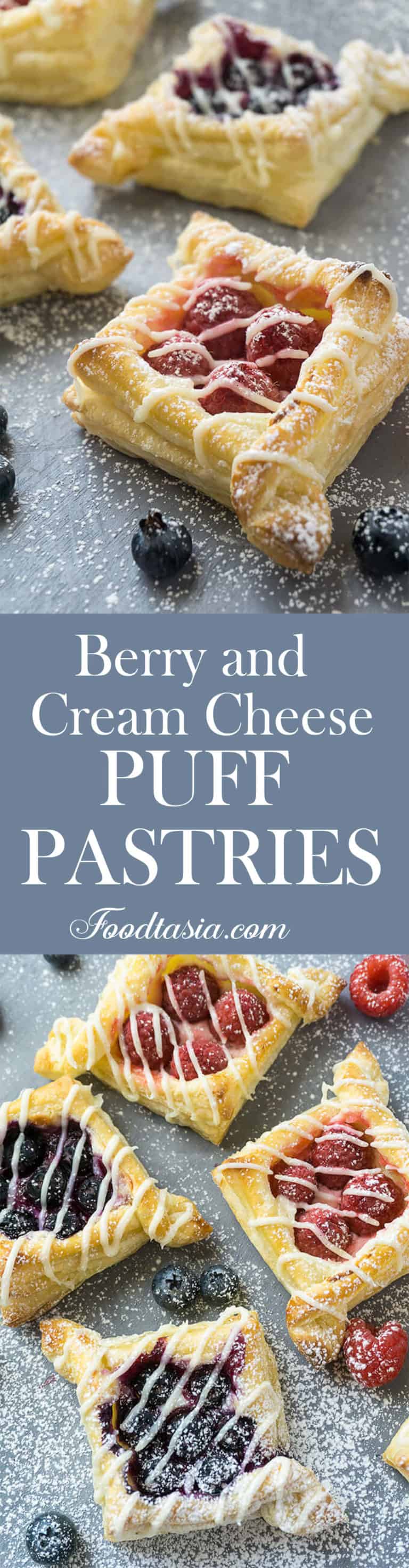 Berry and Cream Cheese Puff Pastries (Step by Step Photos) | Foodtasia
