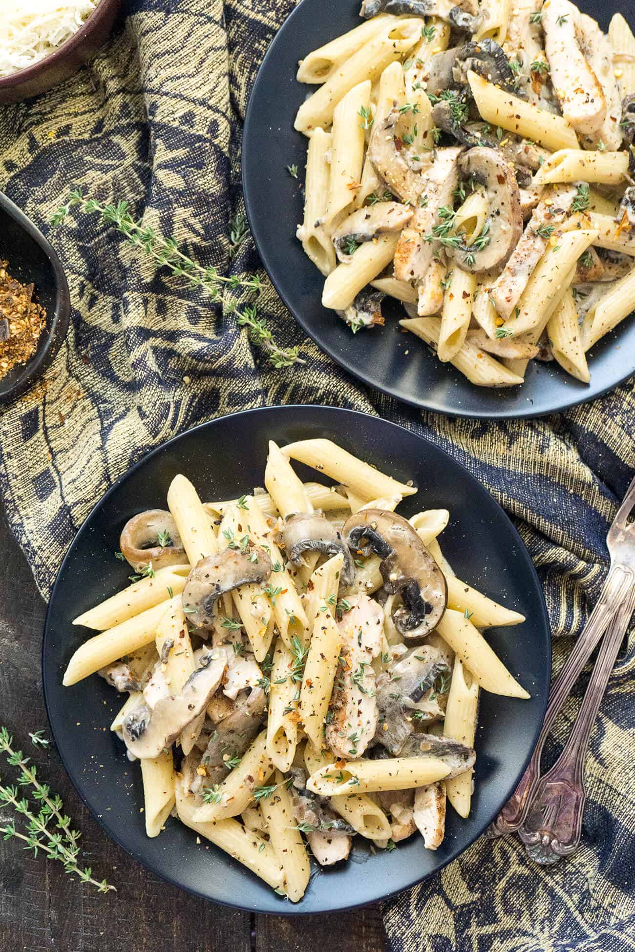 Creamy Portobello and Mascarpone Pasta | Foodtasia