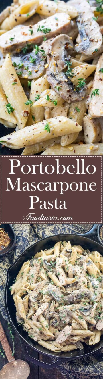 Creamy Portobello and Mascarpone Pasta | Foodtasia