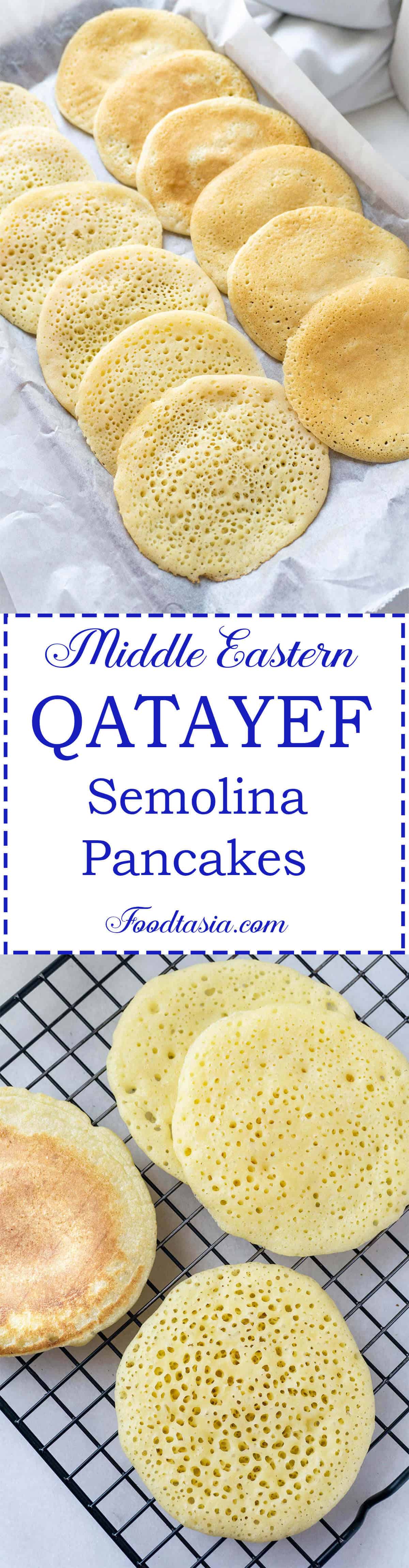 Qatayef - Middle Eastern Semolina Pancakes (Step by Step) | Foodtasia