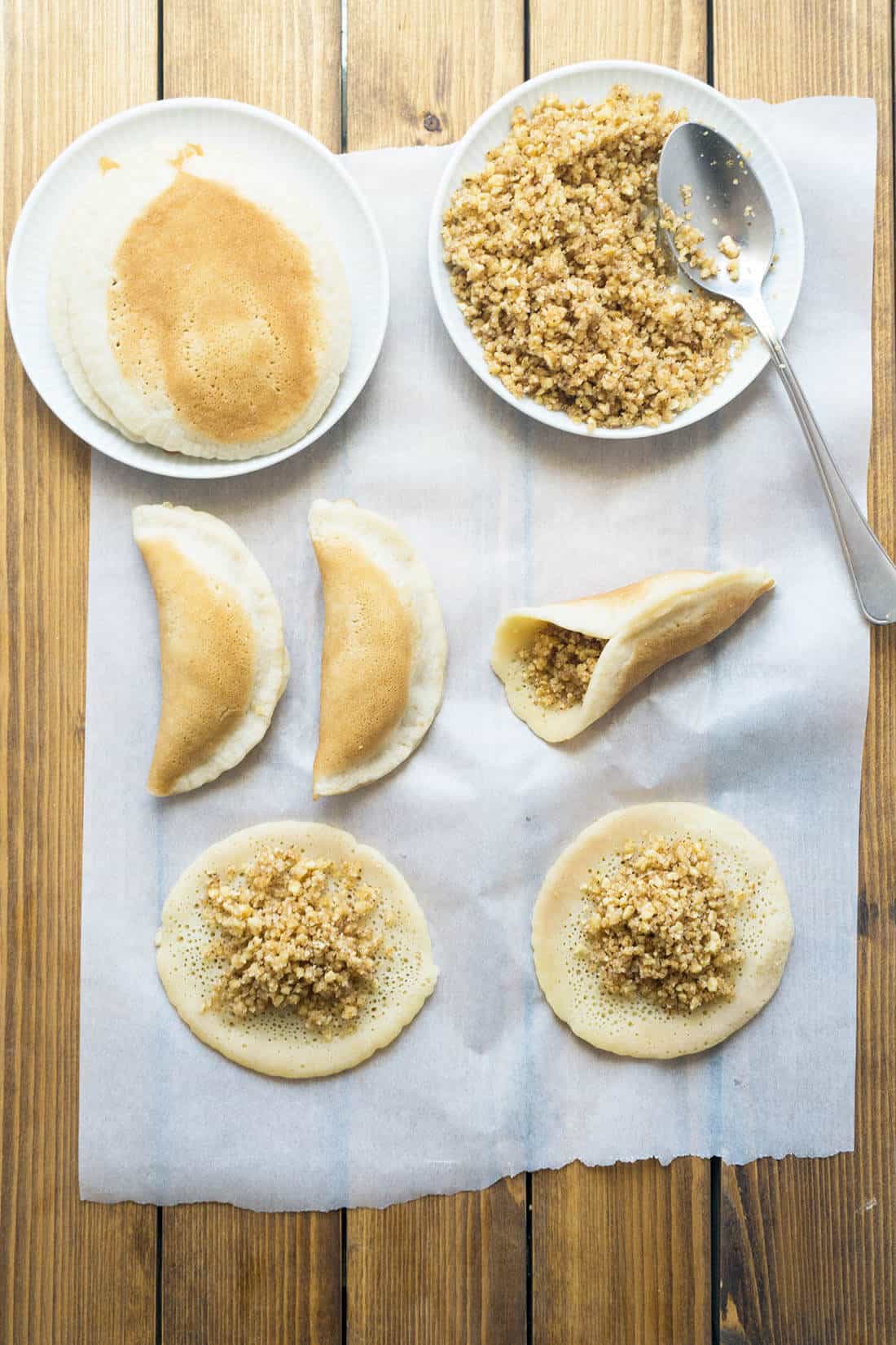 Middle Eastern Walnut and Rose Water Qatayef (Step by Step Photos ...