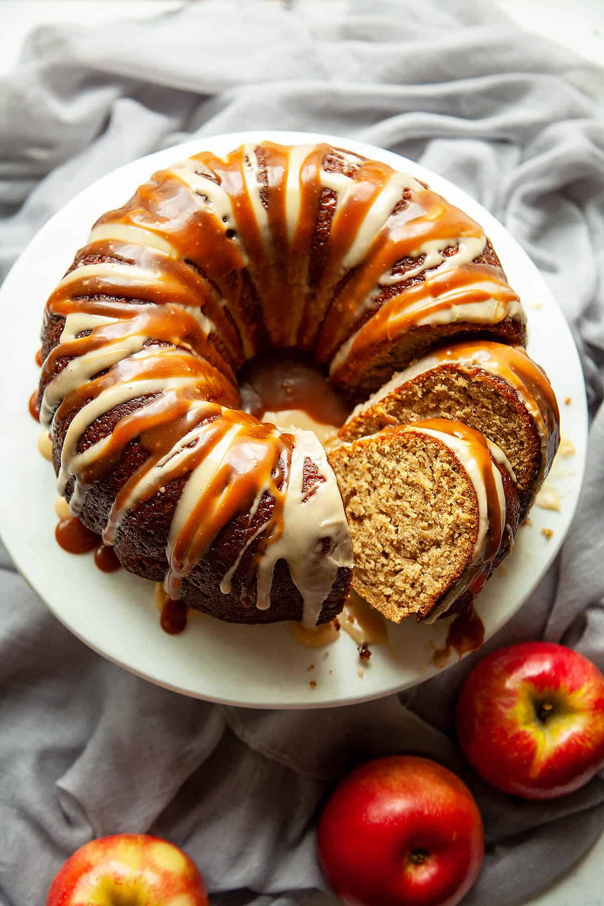 Triple Glazed Caramel Apple Cider Cake | Foodtasia