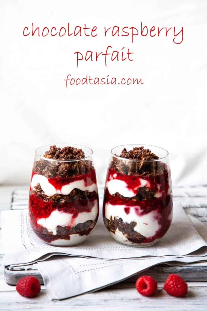 Chocolate Raspberry Yogurt Parfait | Foodtasia