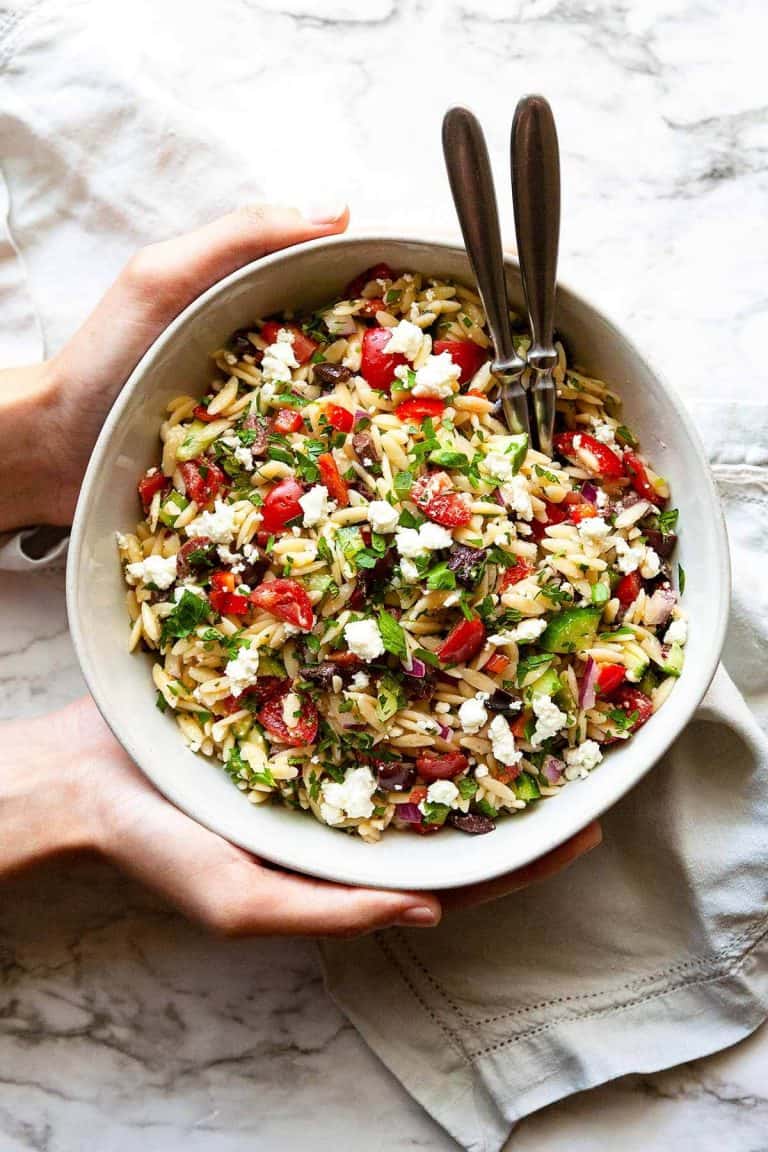 The VERY BEST Greek Orzo Salad | Foodtasia