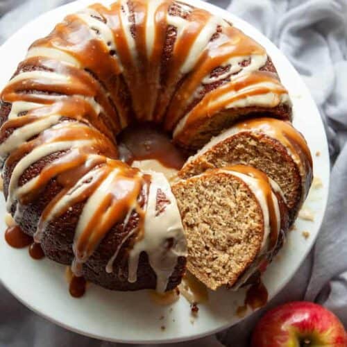 Triple Glazed Caramel Apple Cider Cake | Foodtasia