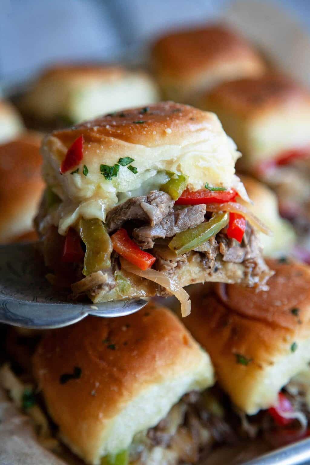 The BEST Philly Cheesesteak Sliders | Foodtasia