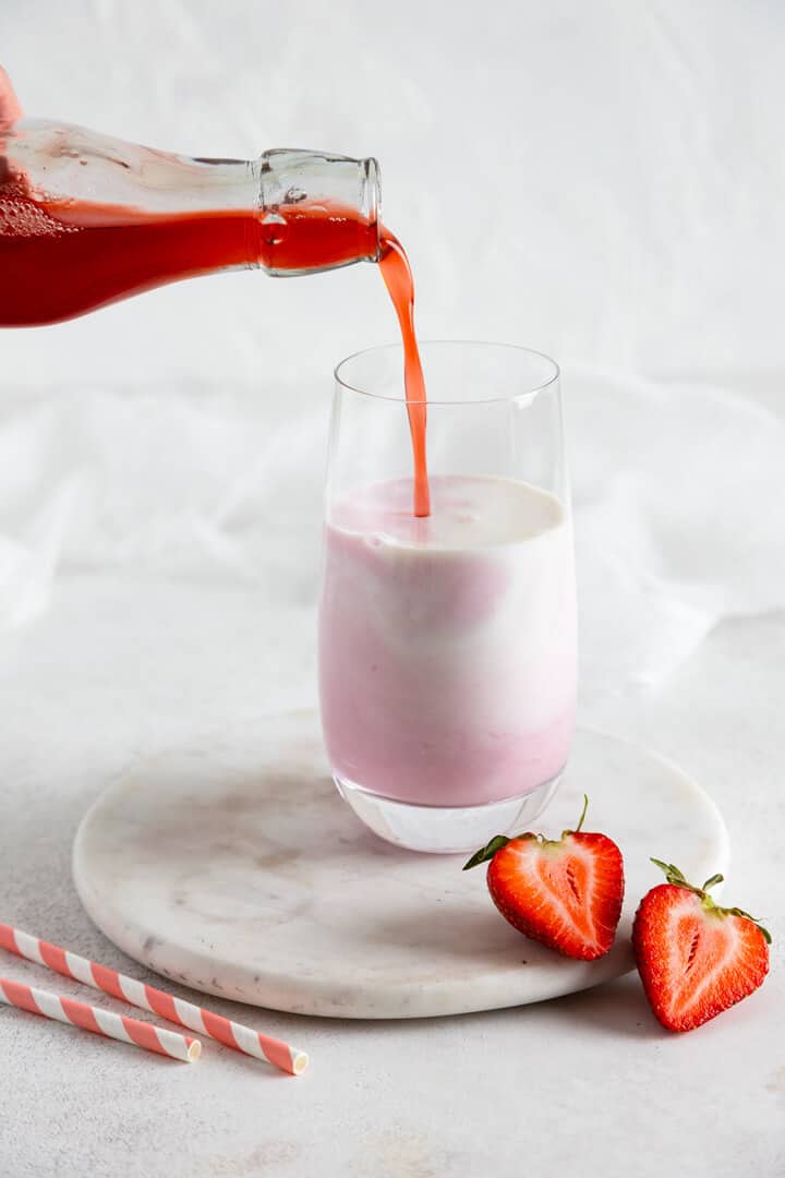 Easy Homemade Strawberry Milk for One or Two (2 Ways! + Video) | Foodtasia